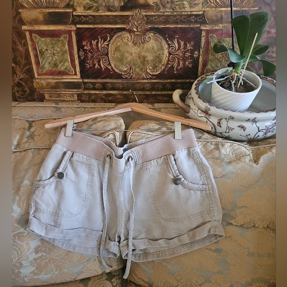 2B Bebe | Shorts | 2b Bebe Womens Beige Linen Short Shorts | Poshmark